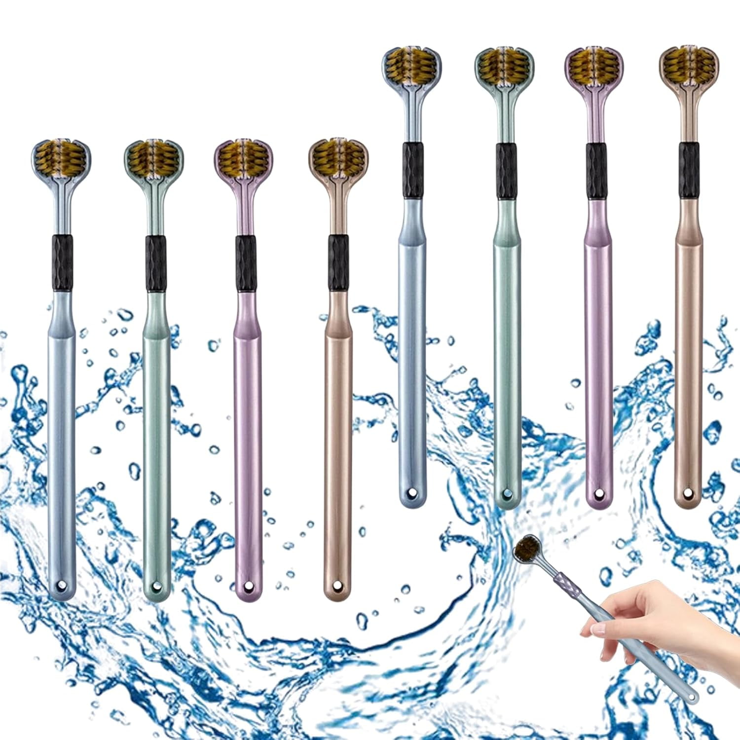 WYXSH 8Pcs Tri-Head Various Angle Cleaning Toothbrush,3-Sided ...