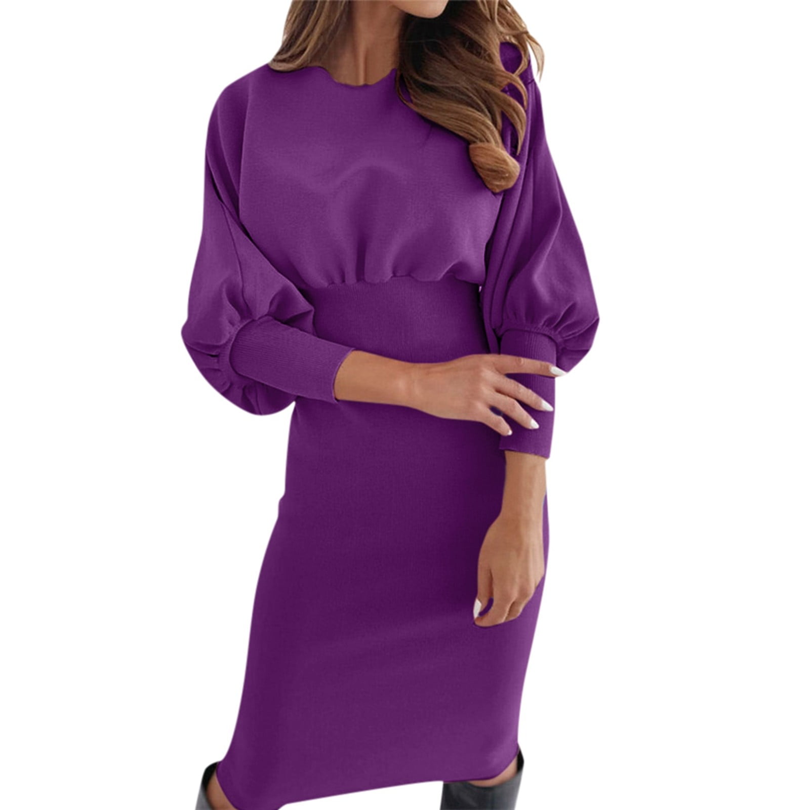 Wyxsh Sexy Bodycon Womens Dresses Autumn Winter Long Sleeve Waisted