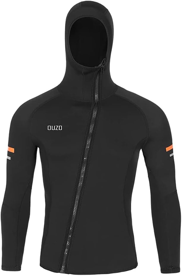 WYYHAA Wetsuit Top Men's 1.5Mm, Hooded Neoprene Wetsuits Jacket with Long Sleeve Front Zipper ...