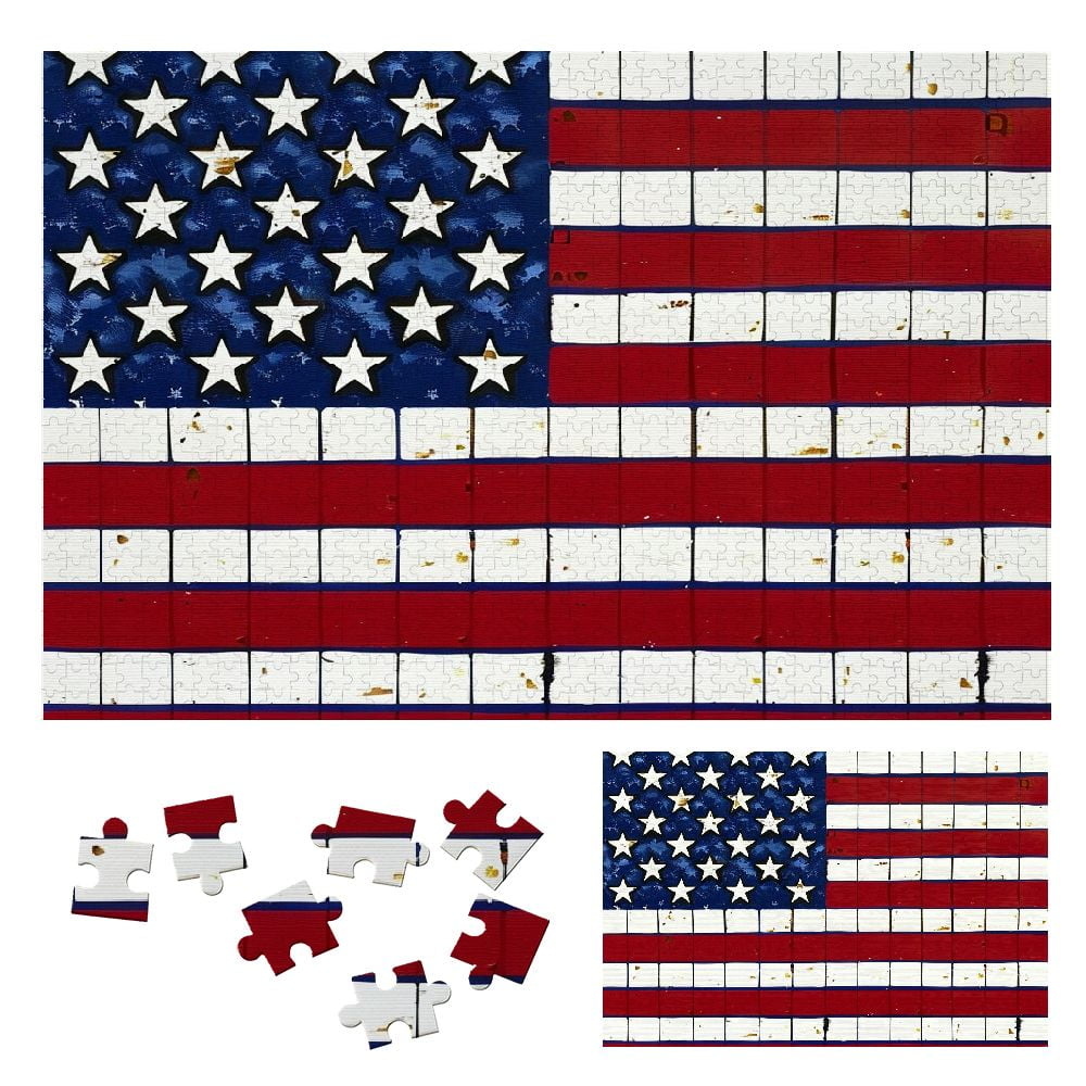 WYYP American Flag Stars Stripes Wooden Puzzle Challenging Difficult ...