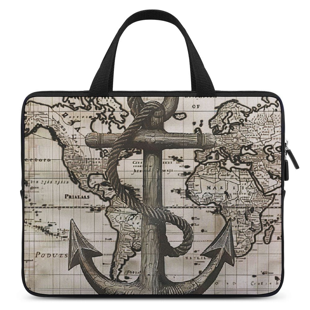 WYYP Anchor World Map Laptop Handle Bag Diving Fabric Soft Carrying ...