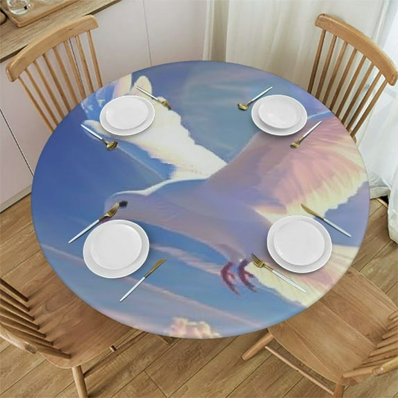 WYYP Angelic Bird Symbolism Round Tablecloth - Full Width Single-Sided ...