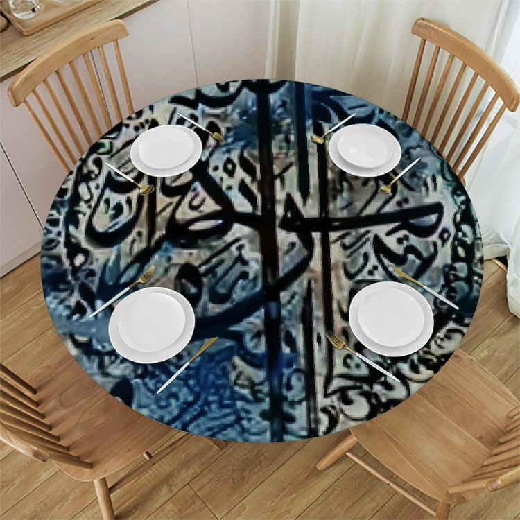 WYYP Arabic Calligraphy Round Tablecloth Waterproof 100% Polyester ...