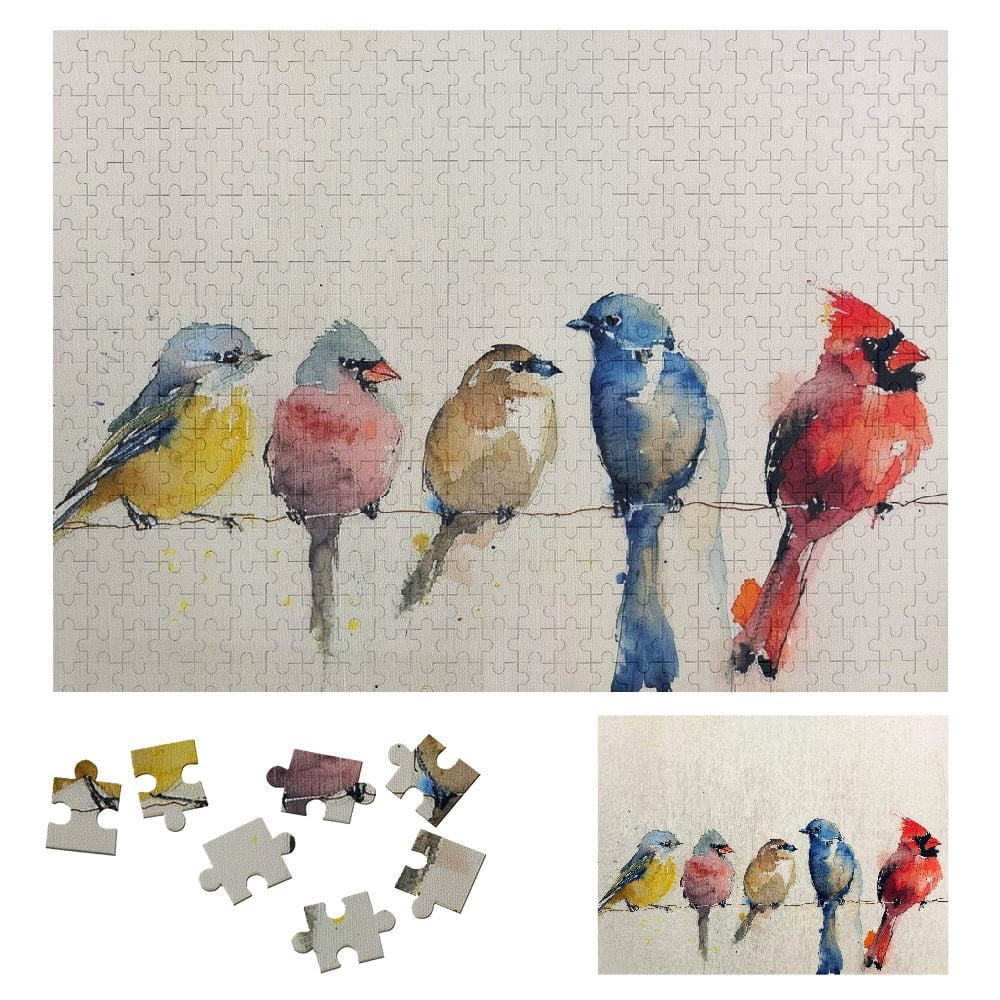 WYYP Birds Wire Watercolor Painting Wooden Puzzle for Adults and Kids ...