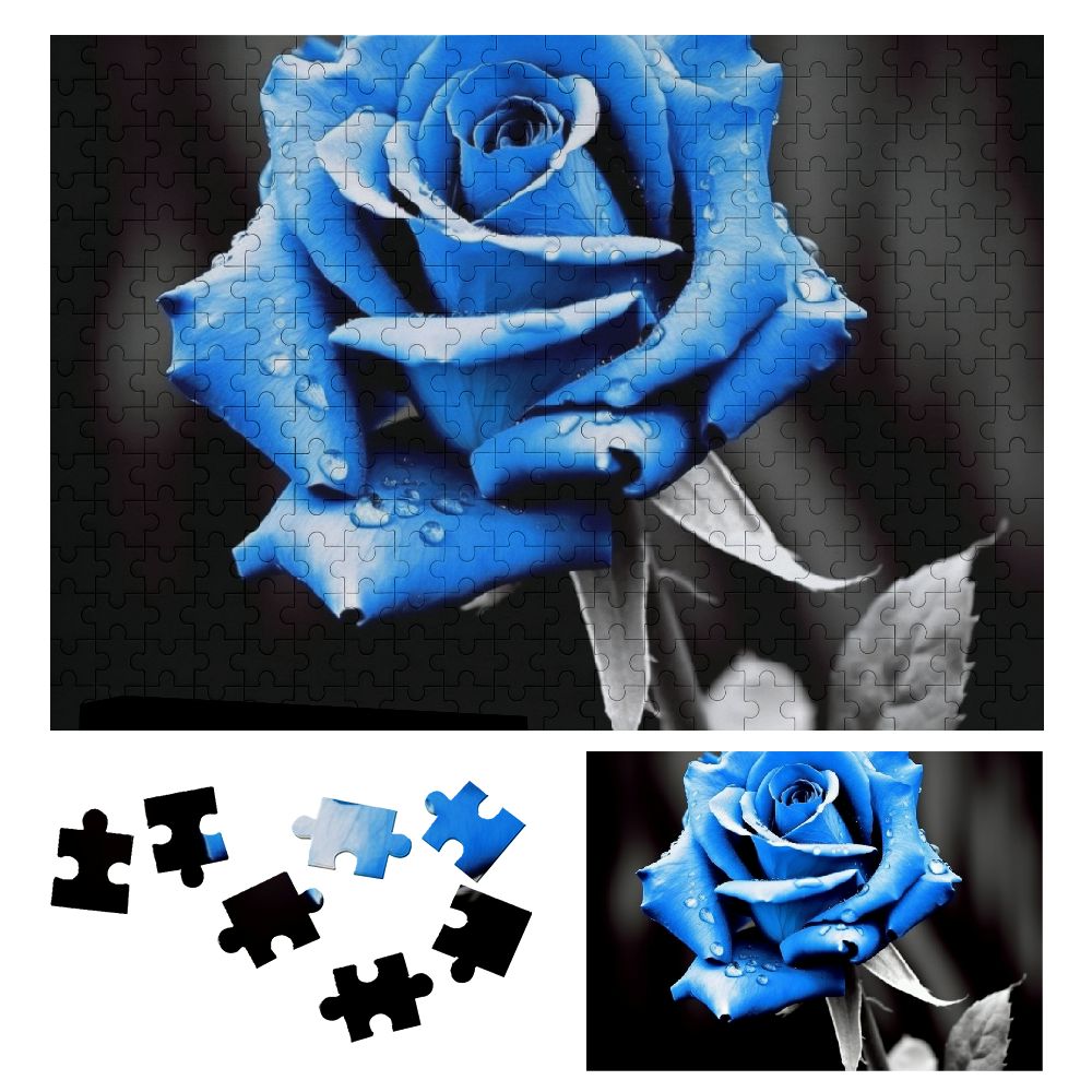 WYYP Blue Rose Wooden Jigsaw Puzzle Challenging Difficult Wood Puzzles ...