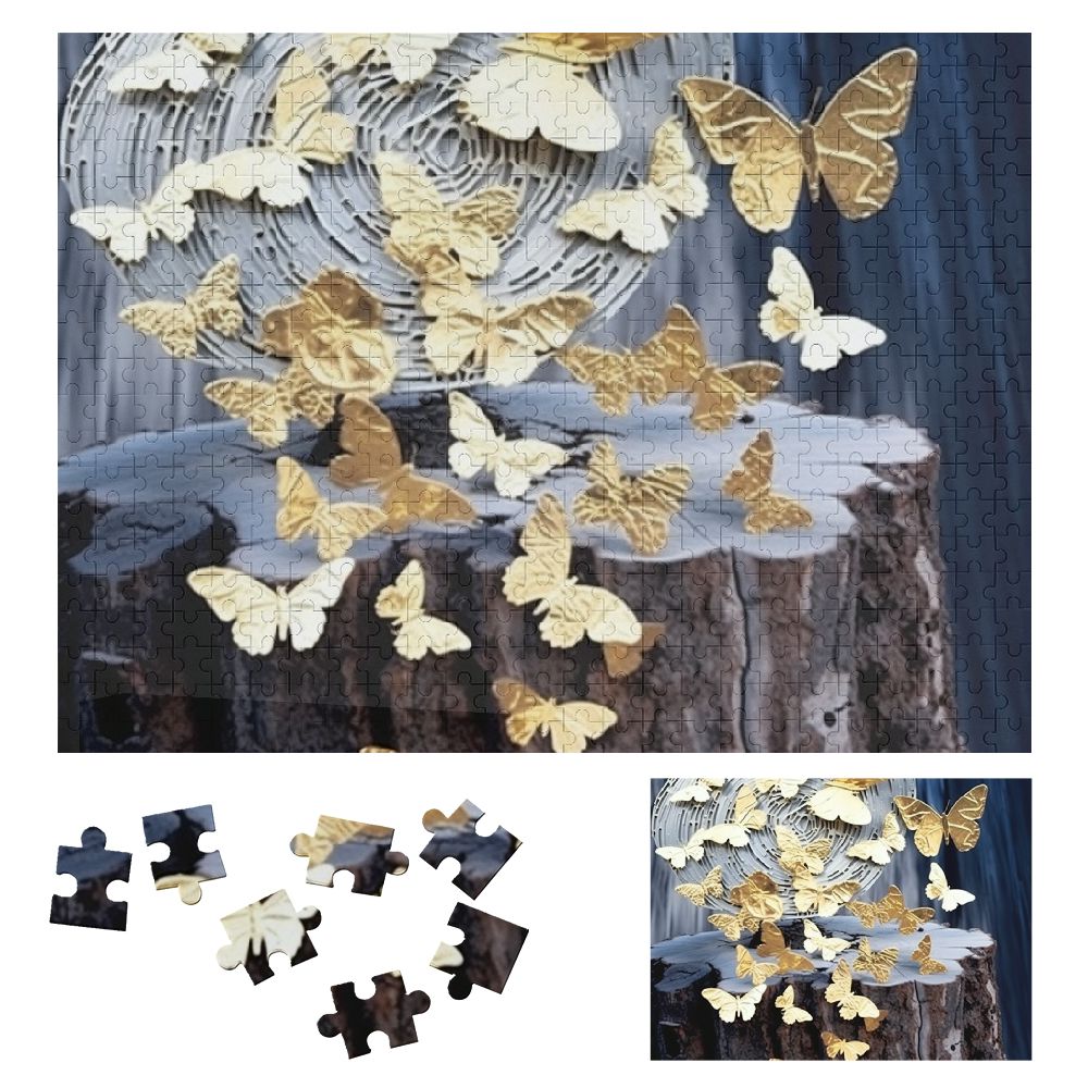 WYYP Butterflies Tree Stump Snow Wooden Jigsaw Puzzle for Adults 500 ...