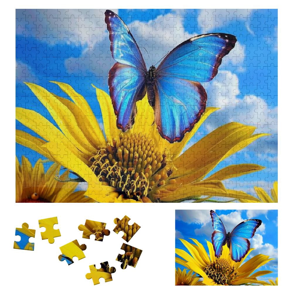WYYP Butterfly Flower Sky Wooden Jigsaw Puzzle for Adults and Kids ...