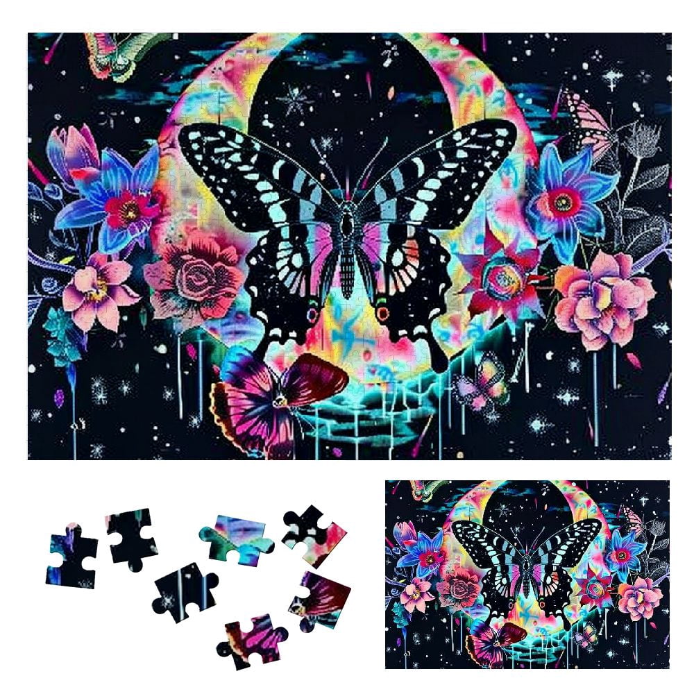 WYYP Butterfly Flowers Moon Phases Wooden Puzzle Challenging Difficult ...