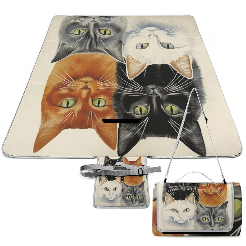 WYYP Cats Colored Eyes Watercolor Painting Square Outdoor Picnic Mat ...