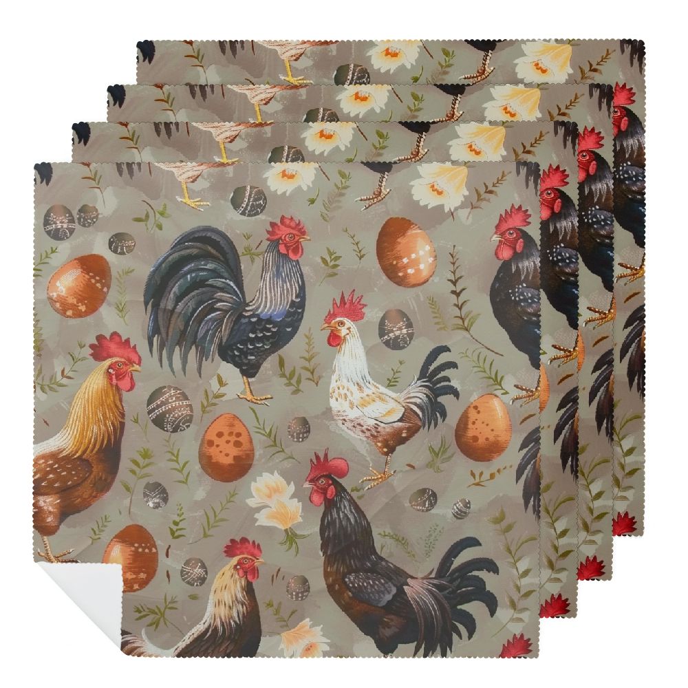 WYYP Chickens Roosters Eggs Dinner Napkin for Dining Table Kitchen ...