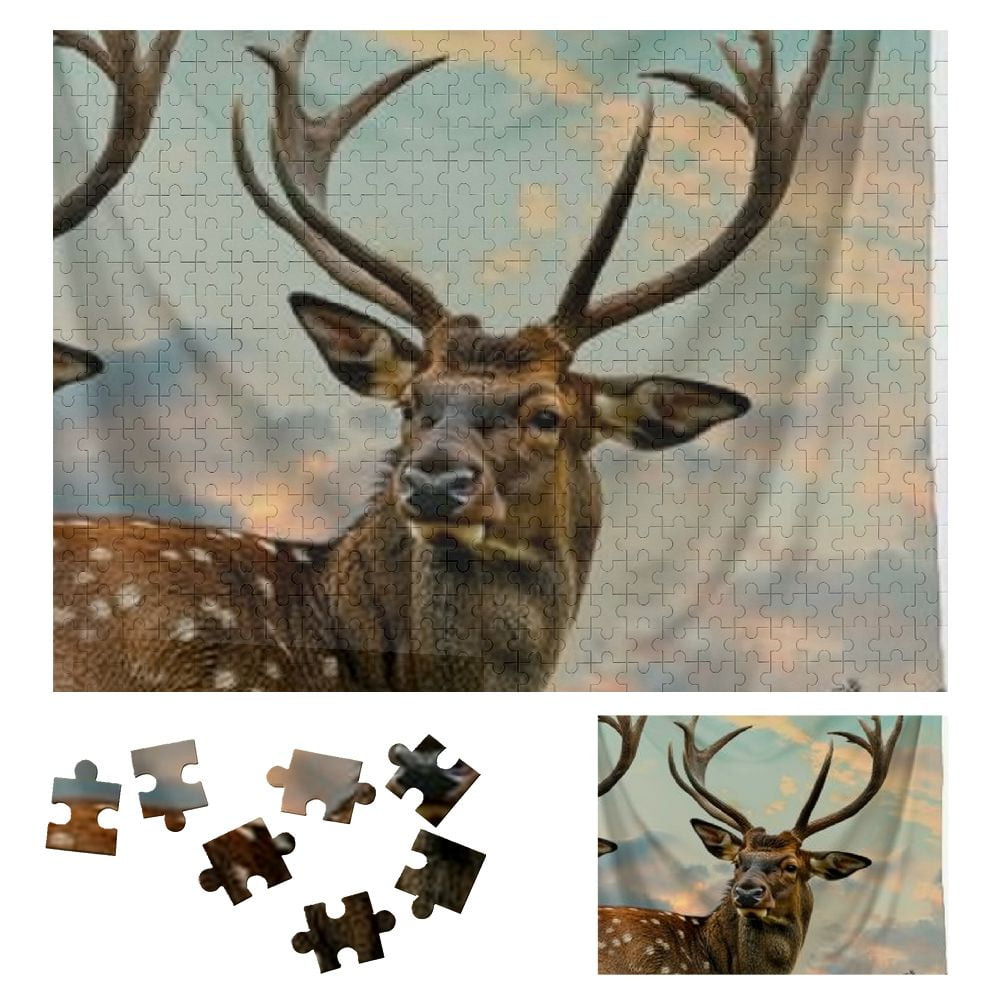 WYYP Deer Antlers Sky Wooden Jigsaw Puzzle Challenging Difficult Wood ...