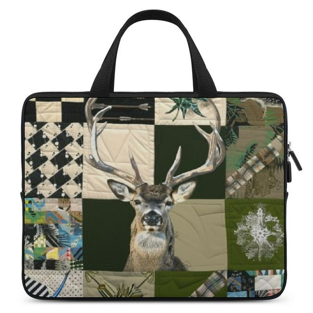 WYYP Deer Head Arrow Checkered Pattern Neoprene Laptop Handle Bag ...