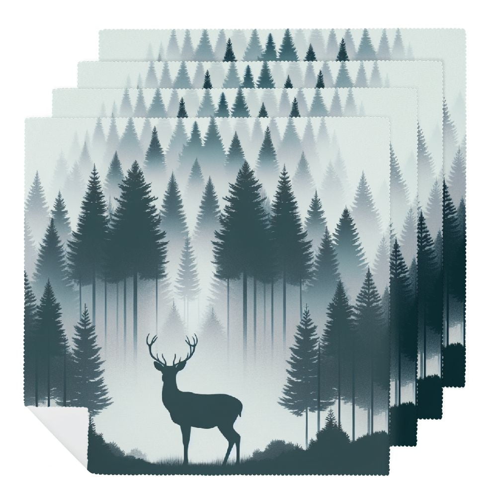WYYP Deer Pine Trees Misty Forest Cloth Napkin Reusable 2 PCS - Walmart.com