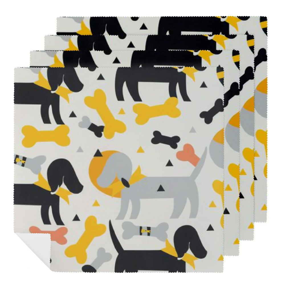 WYYP Dogs Bones Yellow Bow Cloth Napkins for Farmhouse Party Dining ...