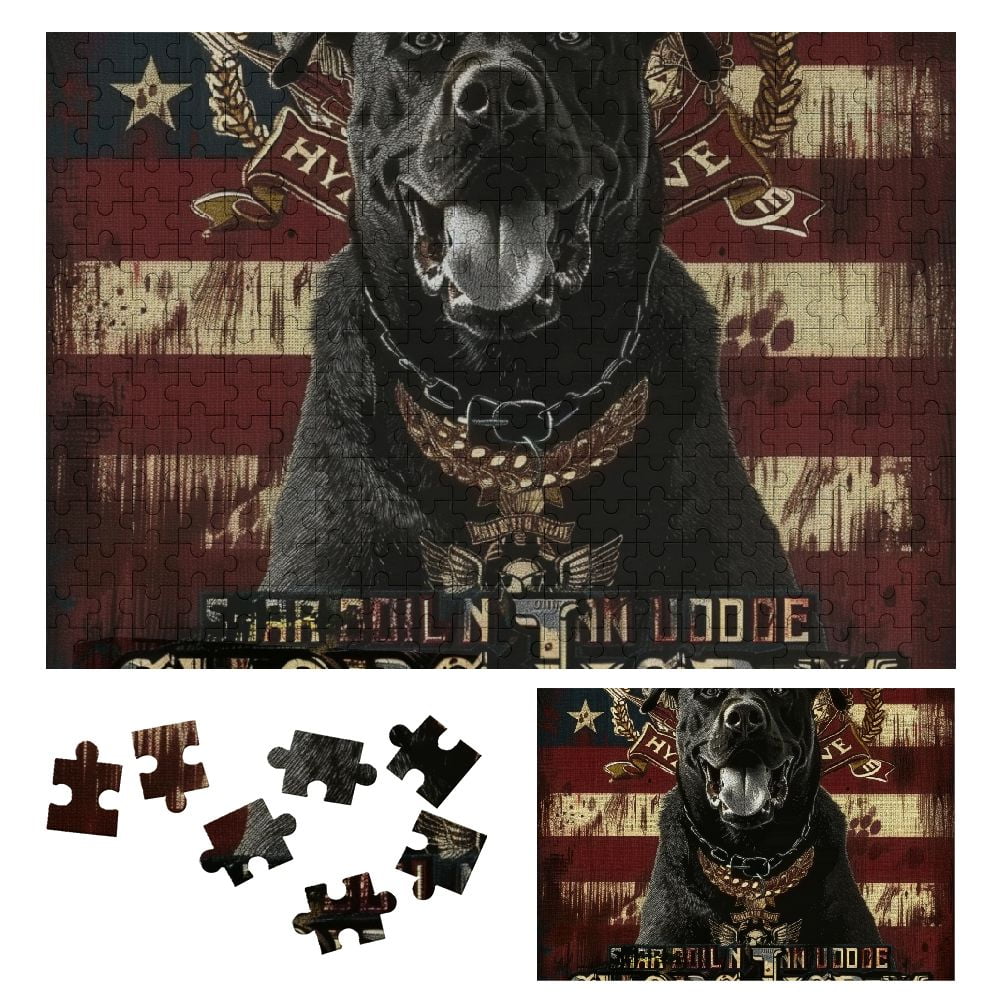 WYYP Dogs Marine Corp Flag Wooden Puzzle Challenging Difficult Wood ...