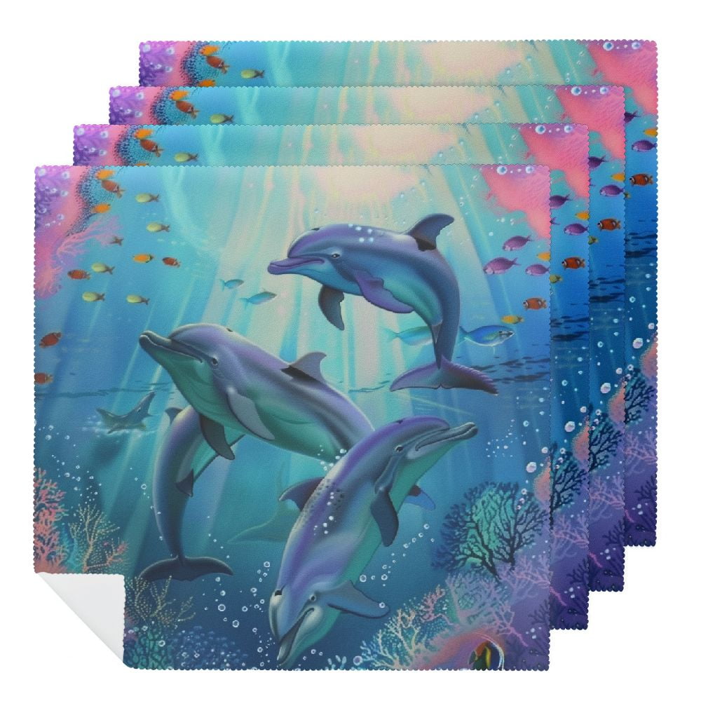 WYYP Dolphins Fish Ocean Dinner Napkin for Dining Table Kitchen Daily ...