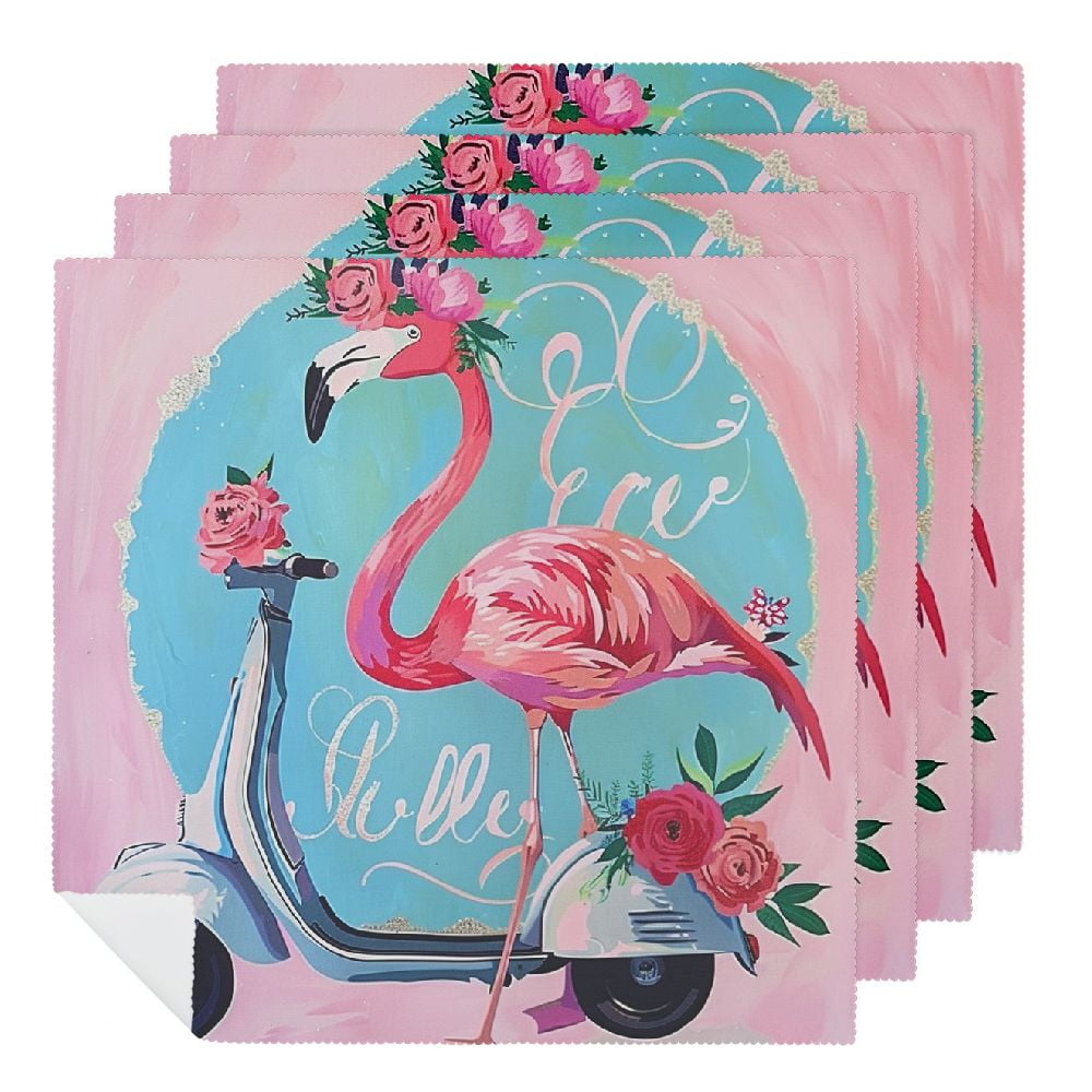 WYYP Flamingo Flower Crown Cloth Napkins Polyester for Farmhouse Party ...