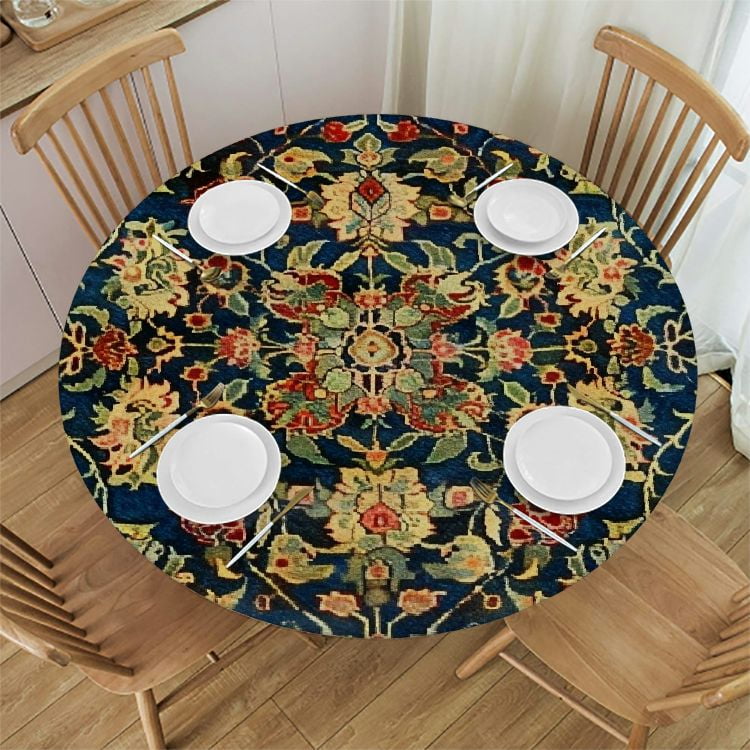 WYYP Floral Design Round Table Cover 100% Polyester Fiber for Picnic ...