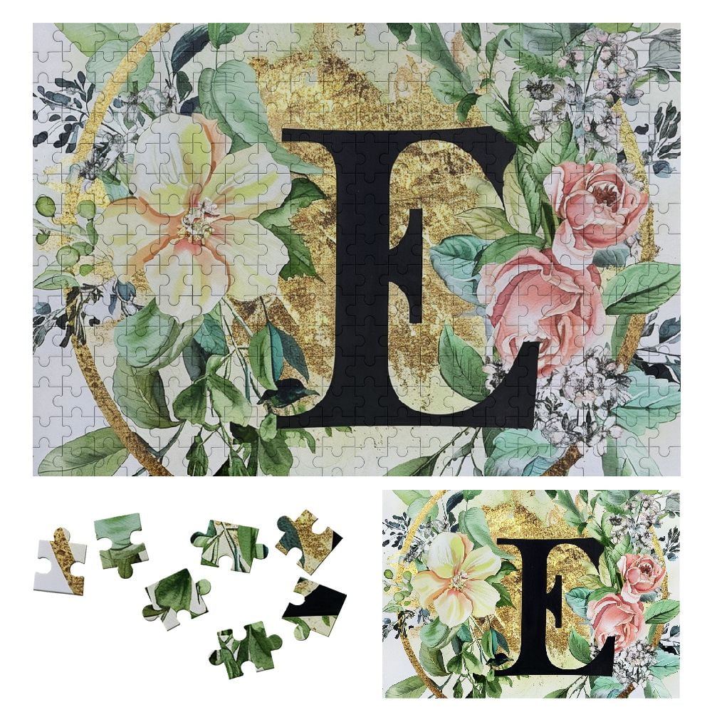 WYYP Floral Monogram Watercolor Painting Wooden Jigsaw Puzzle for ...