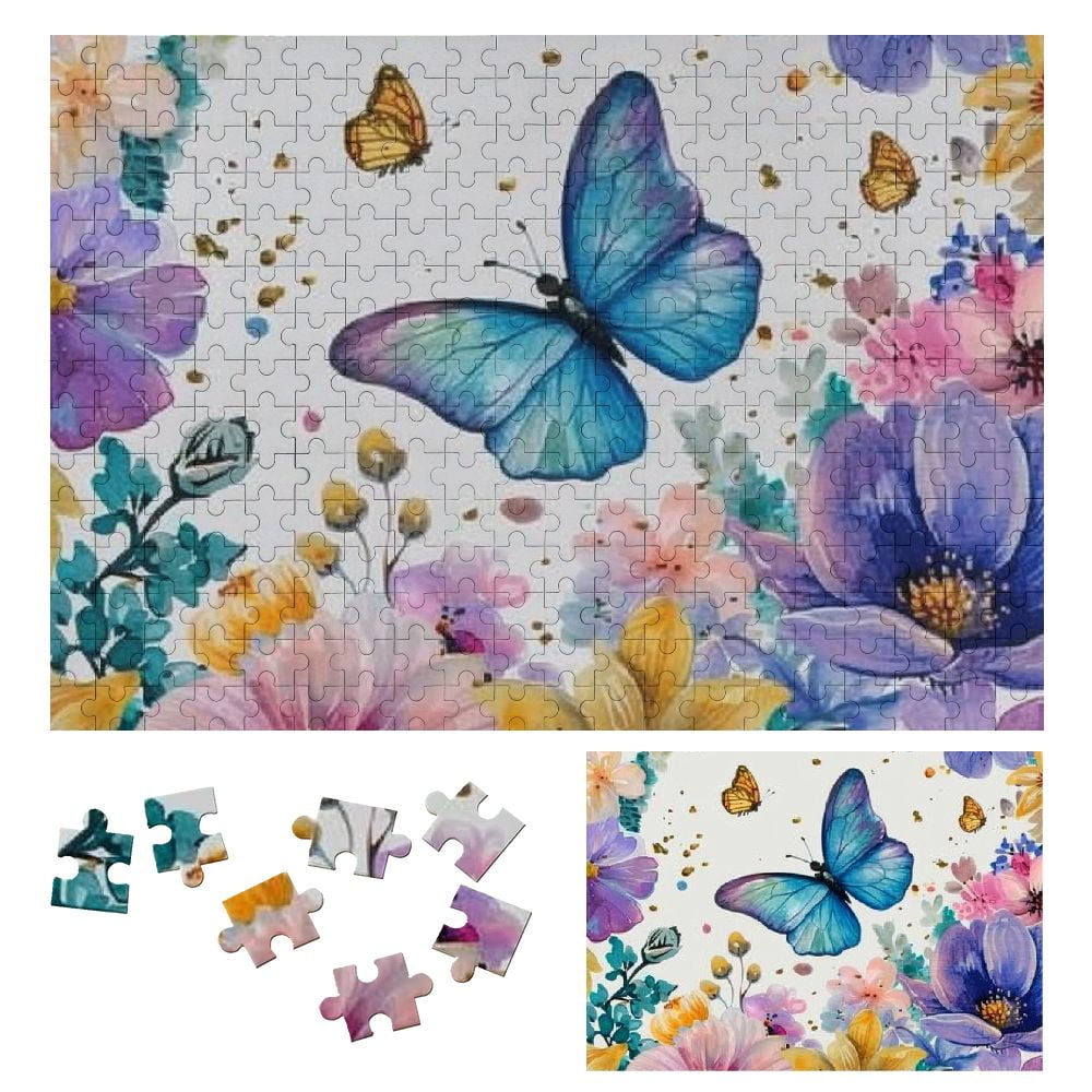 WYYP Flowers Butterflies Blue Butterfly Wood Puzzle Challenging ...
