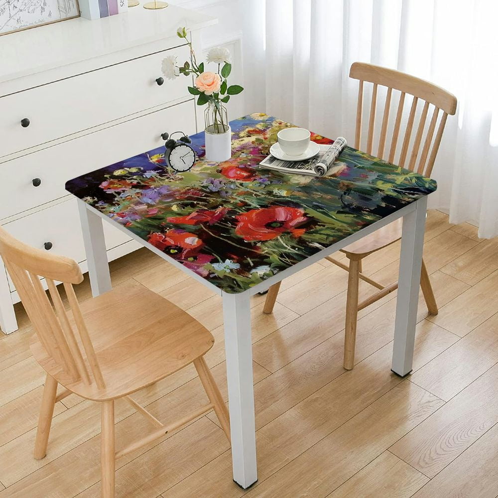 WYYP Flowers Field Impressionism Square Tablecloth Outdoor Fitted 100% ...