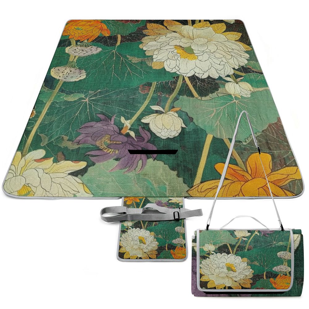WYYP Flowers Leaves Square Picnic Mat Foldable for Camping, Park, Beach ...