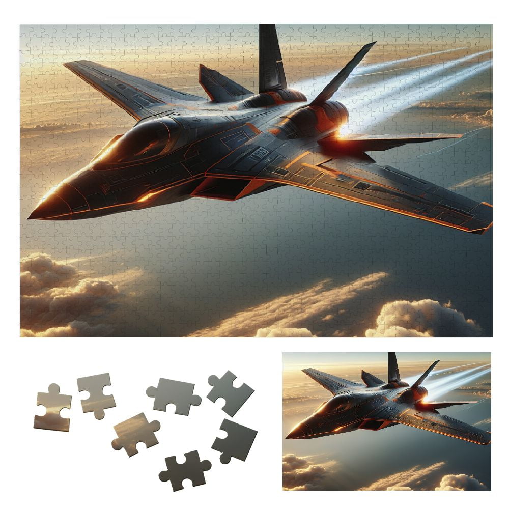 WYYP Futuristic Fighter Jet Wooden Jigsaw Puzzle Challenging Difficult ...