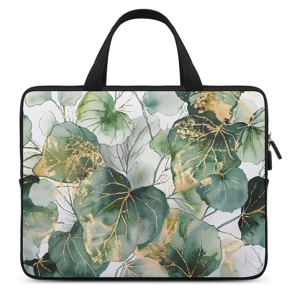 WYYP Green Leaves Gold Foil Fine Foliage Lace Laptop Sleeve Carrying ...