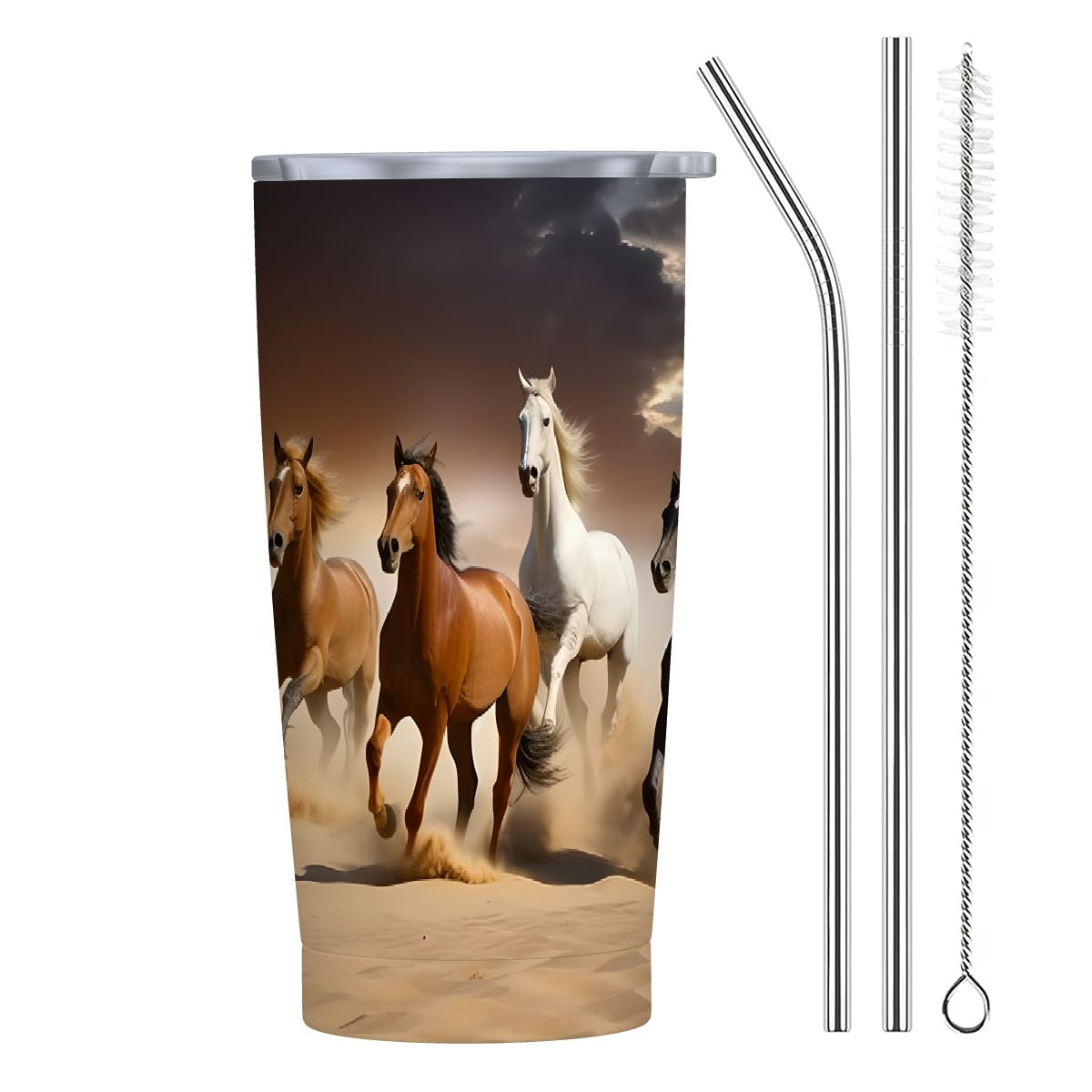 WYYP Horses Sand Sky 20oz Car Straw Cup (with Straw) 304 Stainless ...