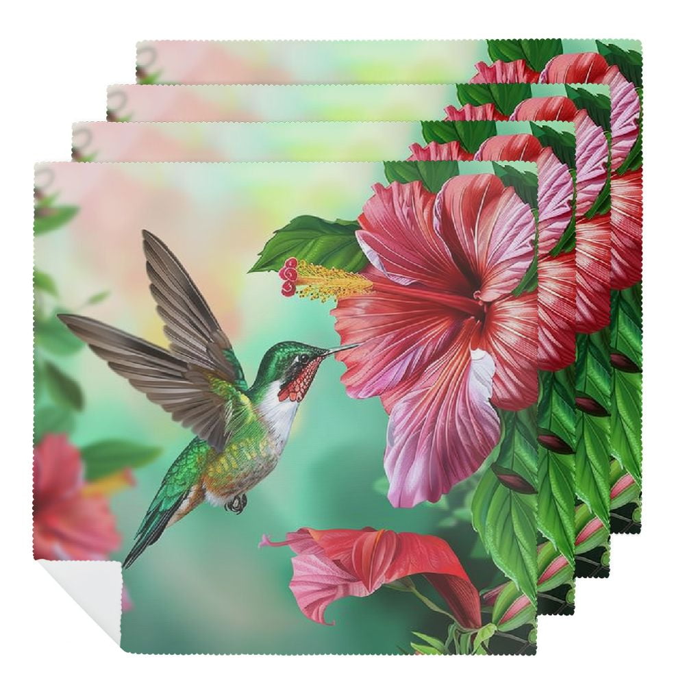 WYYP Hummingbird Flower Polyester Cloth Napkins for Farmhouse Party ...