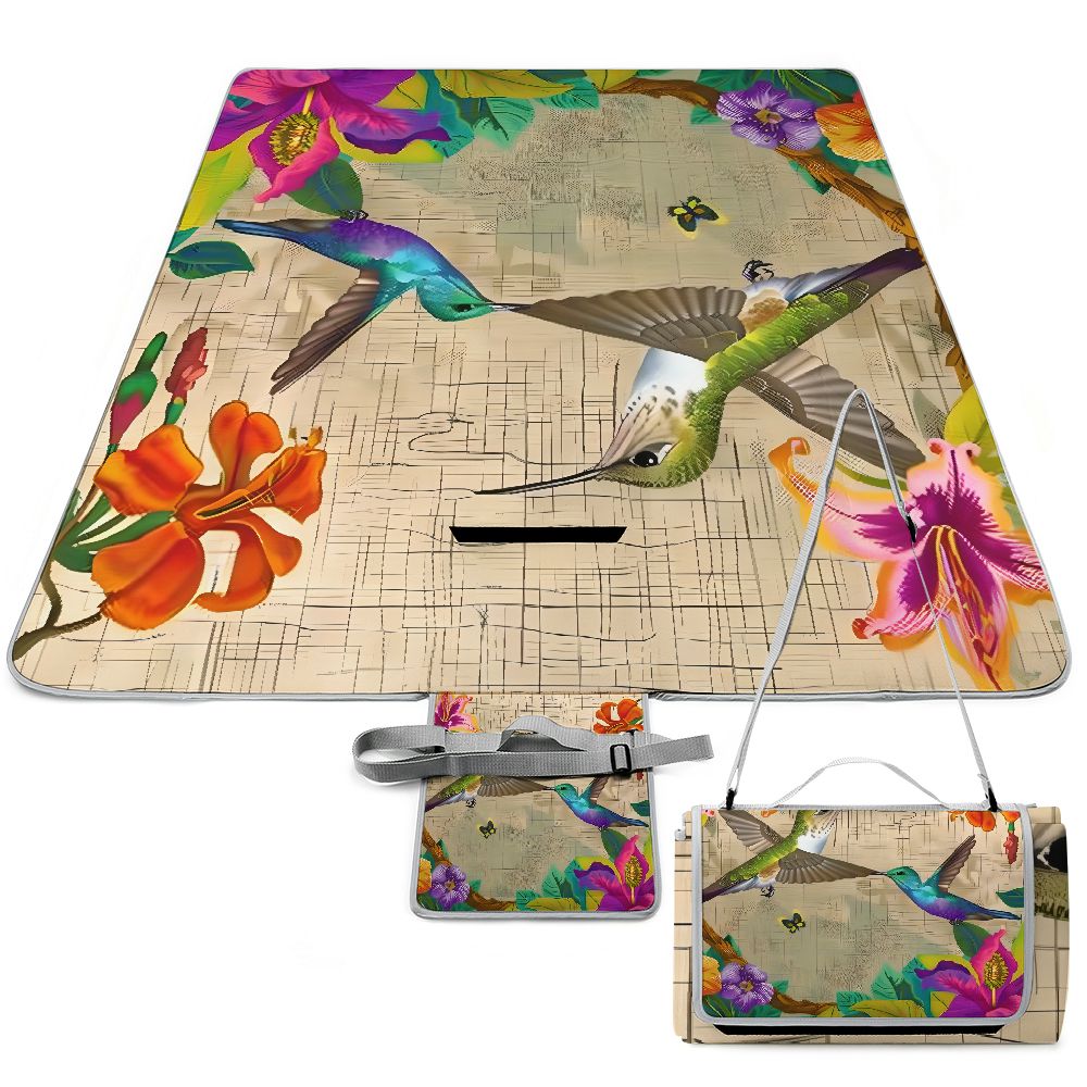 WYYP Hummingbird flowers Square Outdoor Picnic Mat, Portable and ...