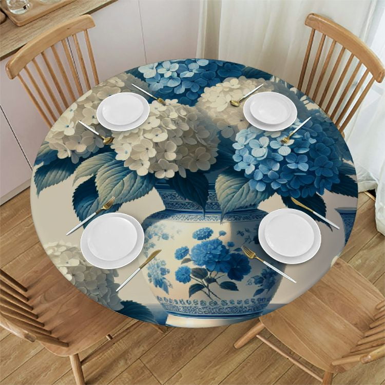 WYYP Hydrangeas Round Tablecloth 100% Polyester Fiber Table Cloth ...
