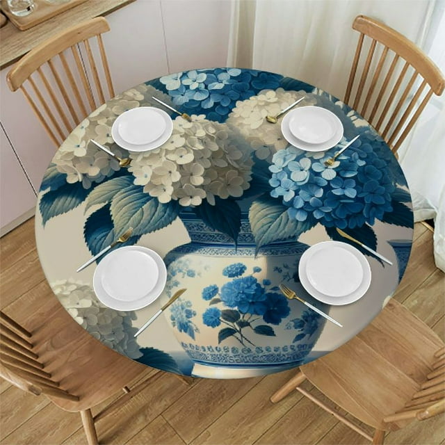 WYYP Hydrangeas Round Tablecloth 100% Polyester Fiber Table Cloth ...