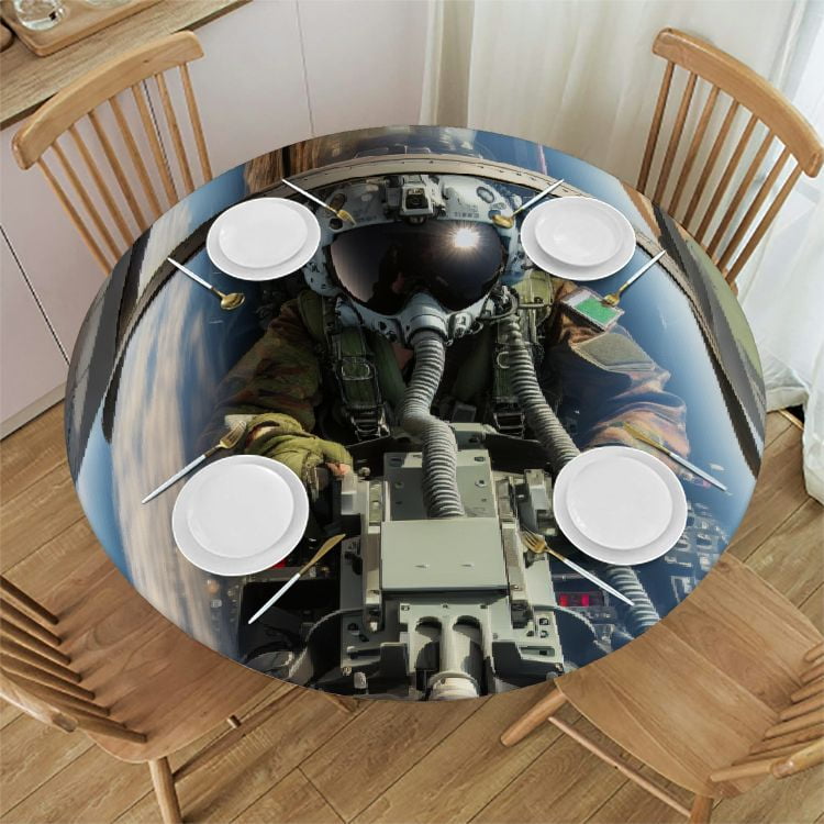 WYYP Jet Fighter Aircraft Round Tablecloth for Picnic Dining Kitchen ...
