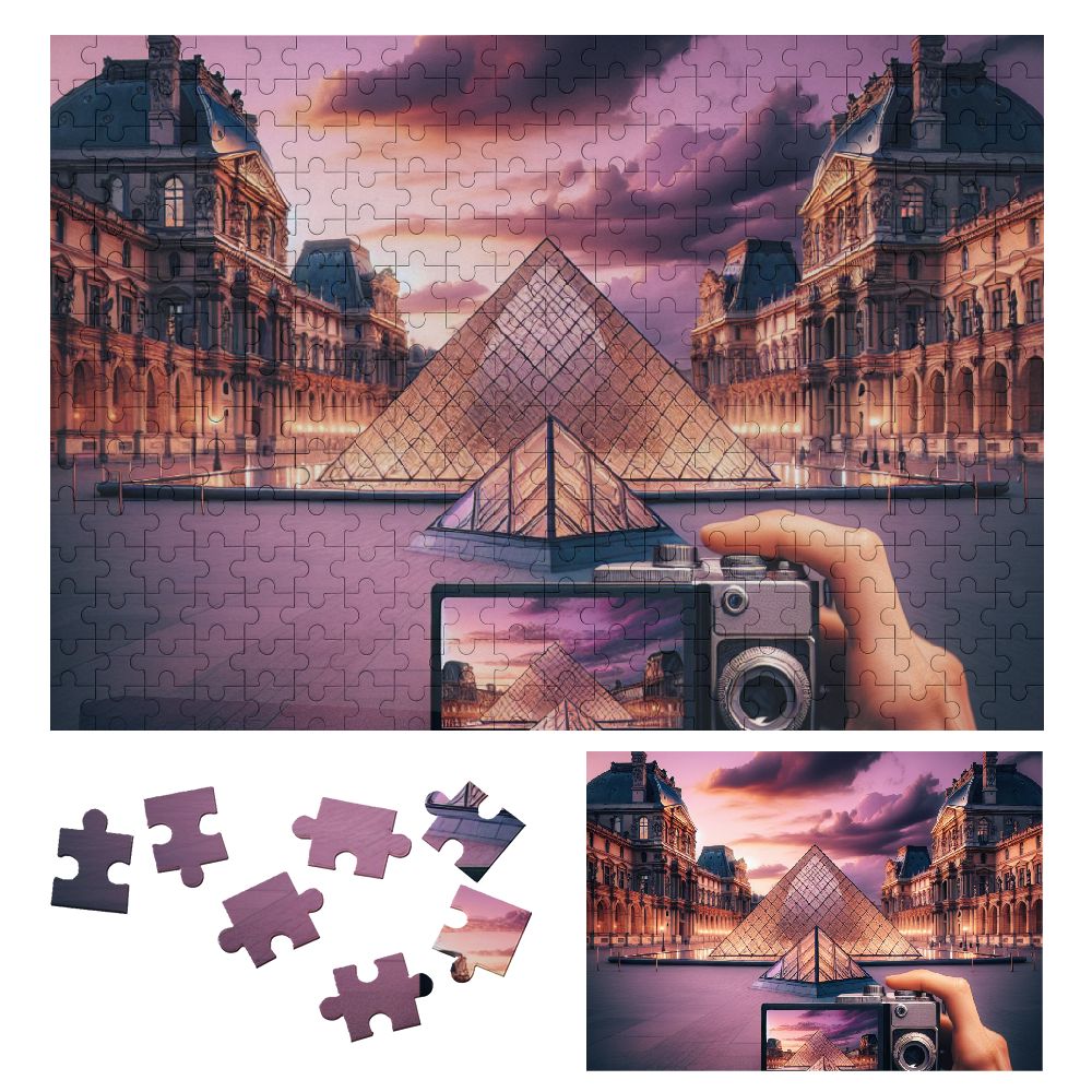 WYYP Louvre Museum, Twilight, Modern Glass Pyramid Wooden Puzzle for ...
