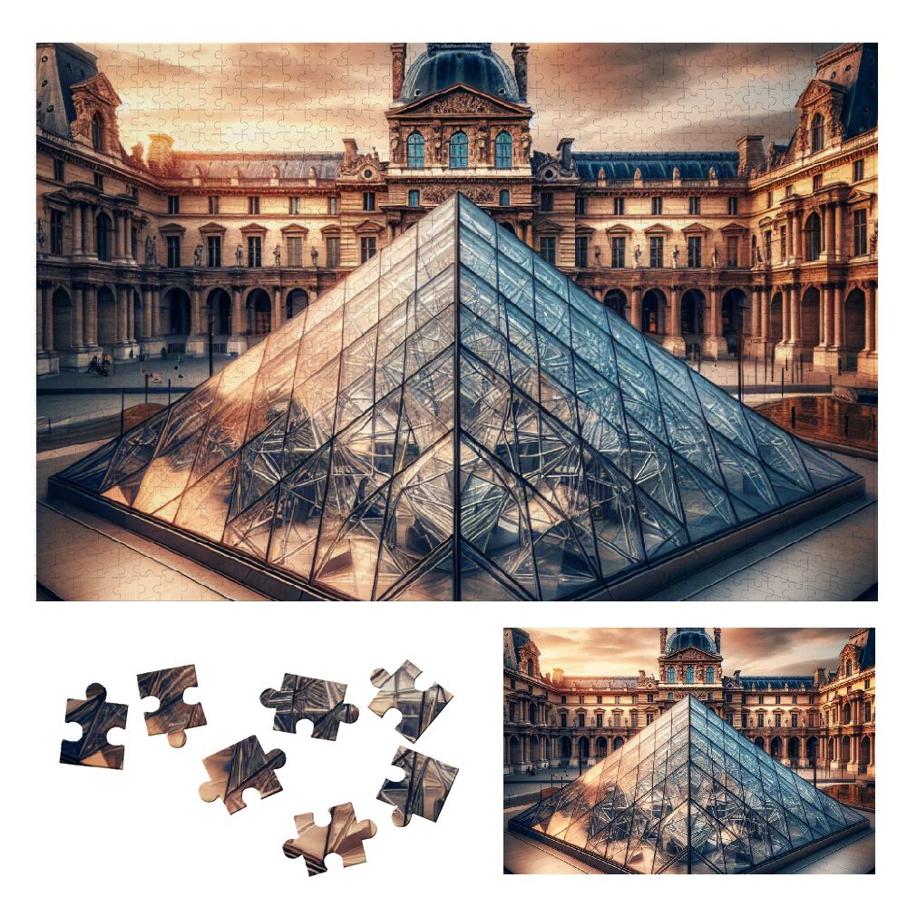 WYYP Louvre Pyramid Sunset Wooden Jigsaw Puzzle for Adults and Kids ...