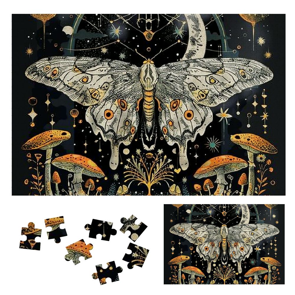 WYYP Moth Star Moon Mushrooms Wooden Puzzle for Adults and Kids 1000 ...