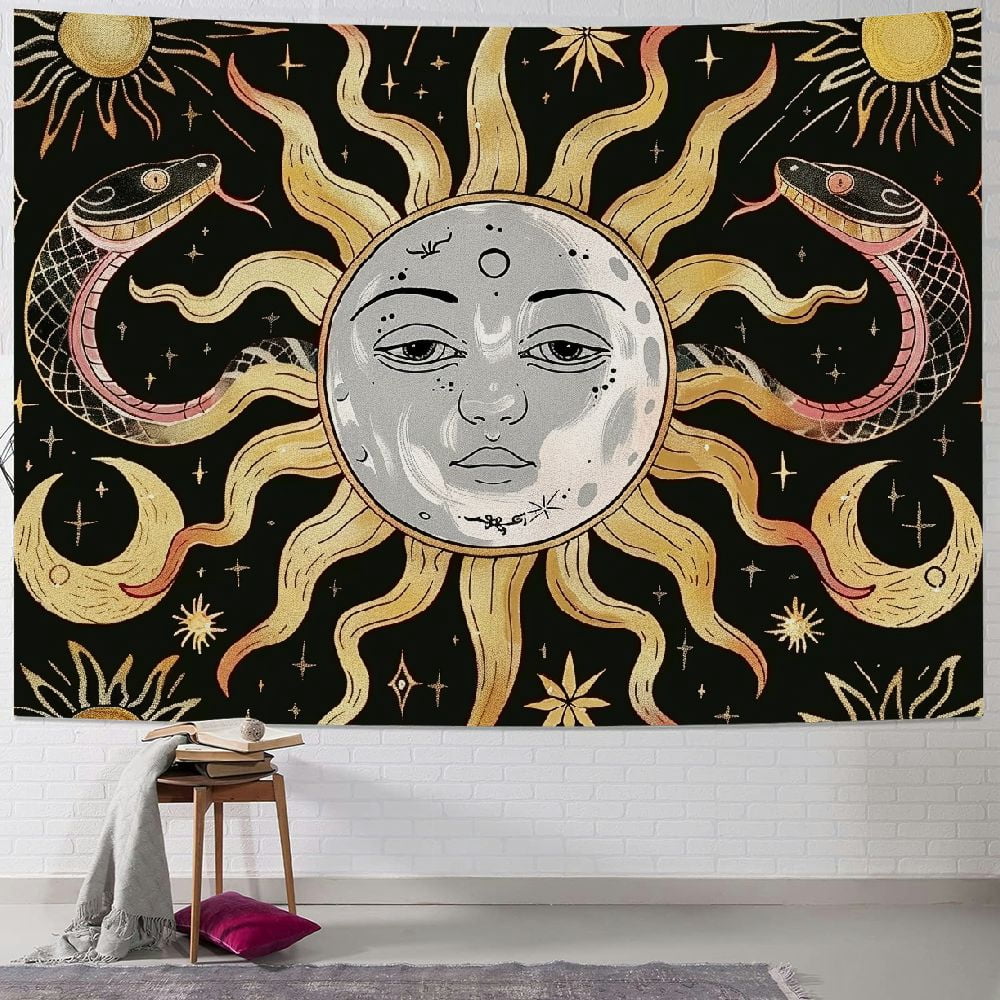 WYYP Mystic Eye Tapestry Sun and Moon Tapestries Boho Floral Tapestry ...