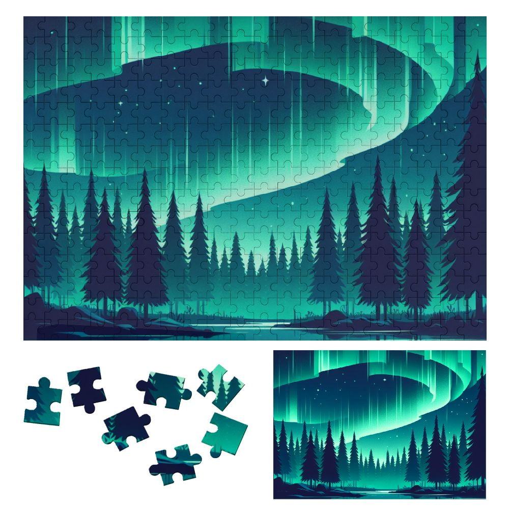WYYP Northern Lights Aurora Borealis Forest Wooden Jigsaw Puzzle 300 ...