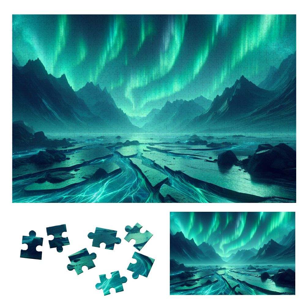 Winter Scene Puzzle 1000-Piece Northern Lights Jigsaw Puzzle - Aurora ...