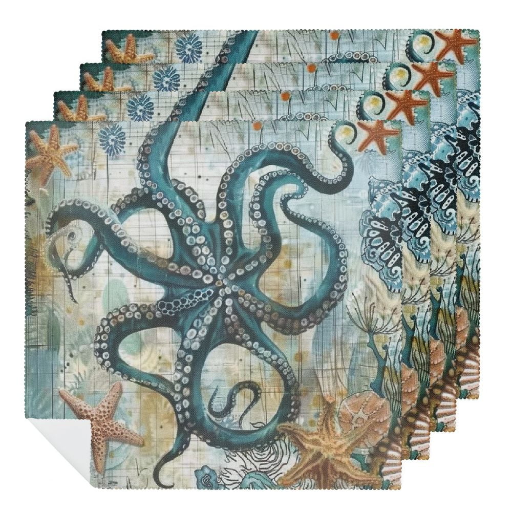 WYYP Octopus Starfish Marine Creatures Cloth Napkins for Farmhouse ...