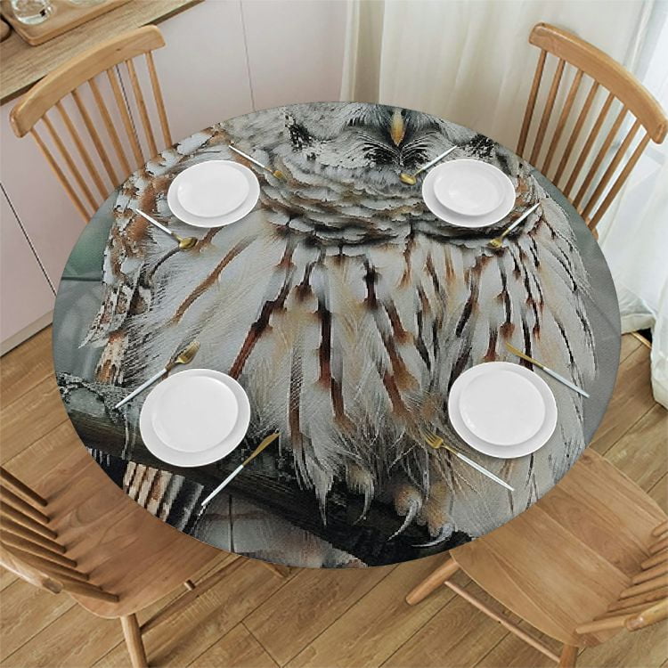 WYYP Owl, Tree Branch, Forest Round Tablecloth Outdoor Fitted 100% ...