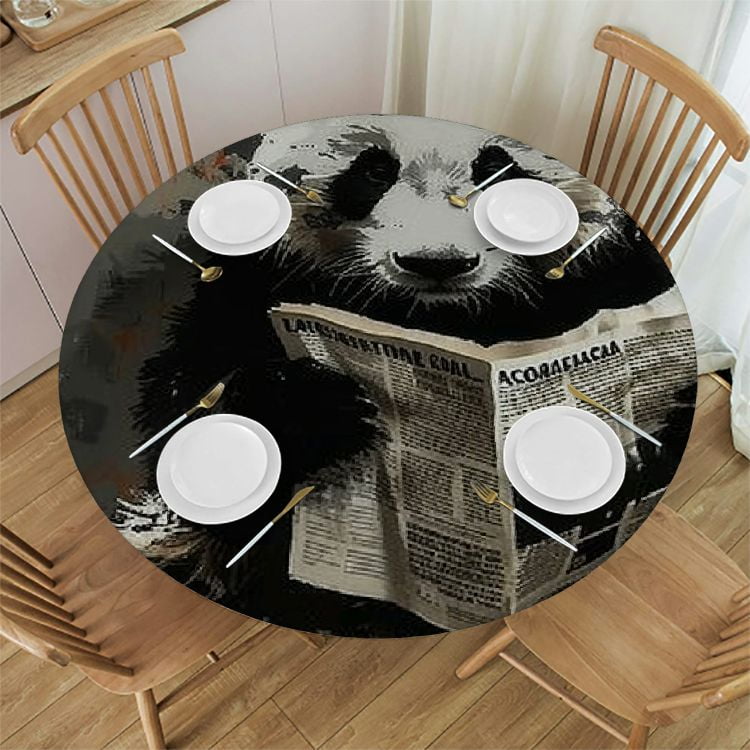 WYYP Panda Bear Graffiti Art Banksy Round Tablecloth for Picnic Dining ...