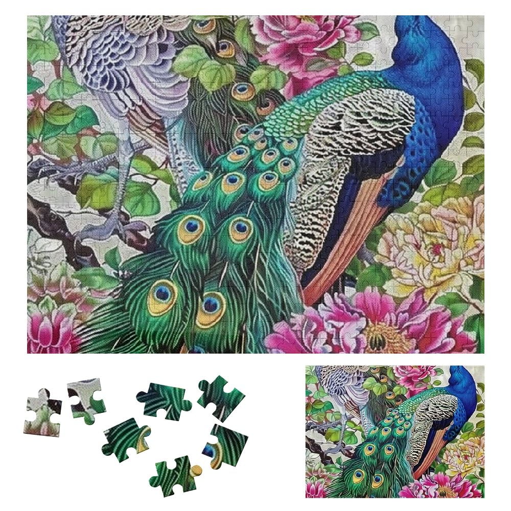 WYYP Peacock Birds Floral Wooden Puzzle Challenging Difficult Wood ...