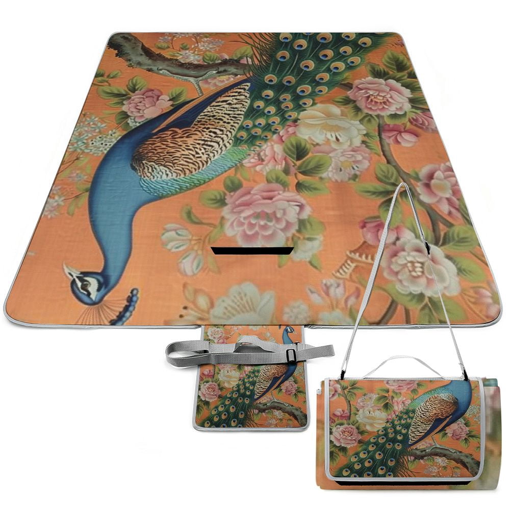 WYYP Peacock Flowers Square Outdoor Picnic Mat for Camping Hiking ...