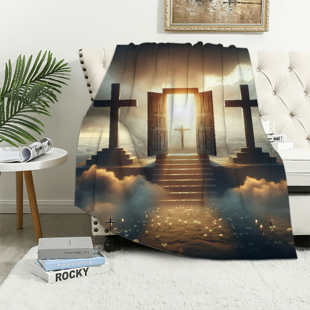 WYYP Plush Bed Blanket Excellent Hand Feel Christian Three Crosses ...