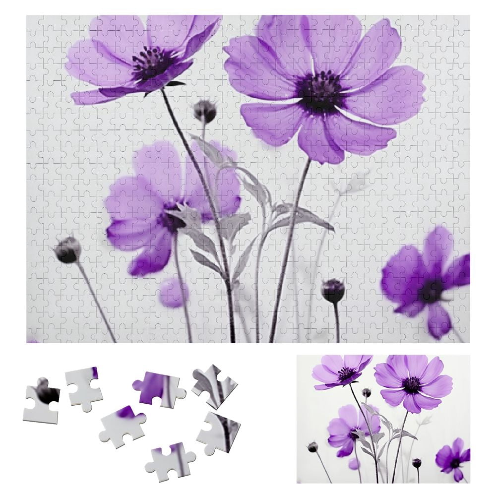 WYYP Purple Flowers Wooden Jigsaw Puzzle for Adults and Kids - Gift for ...