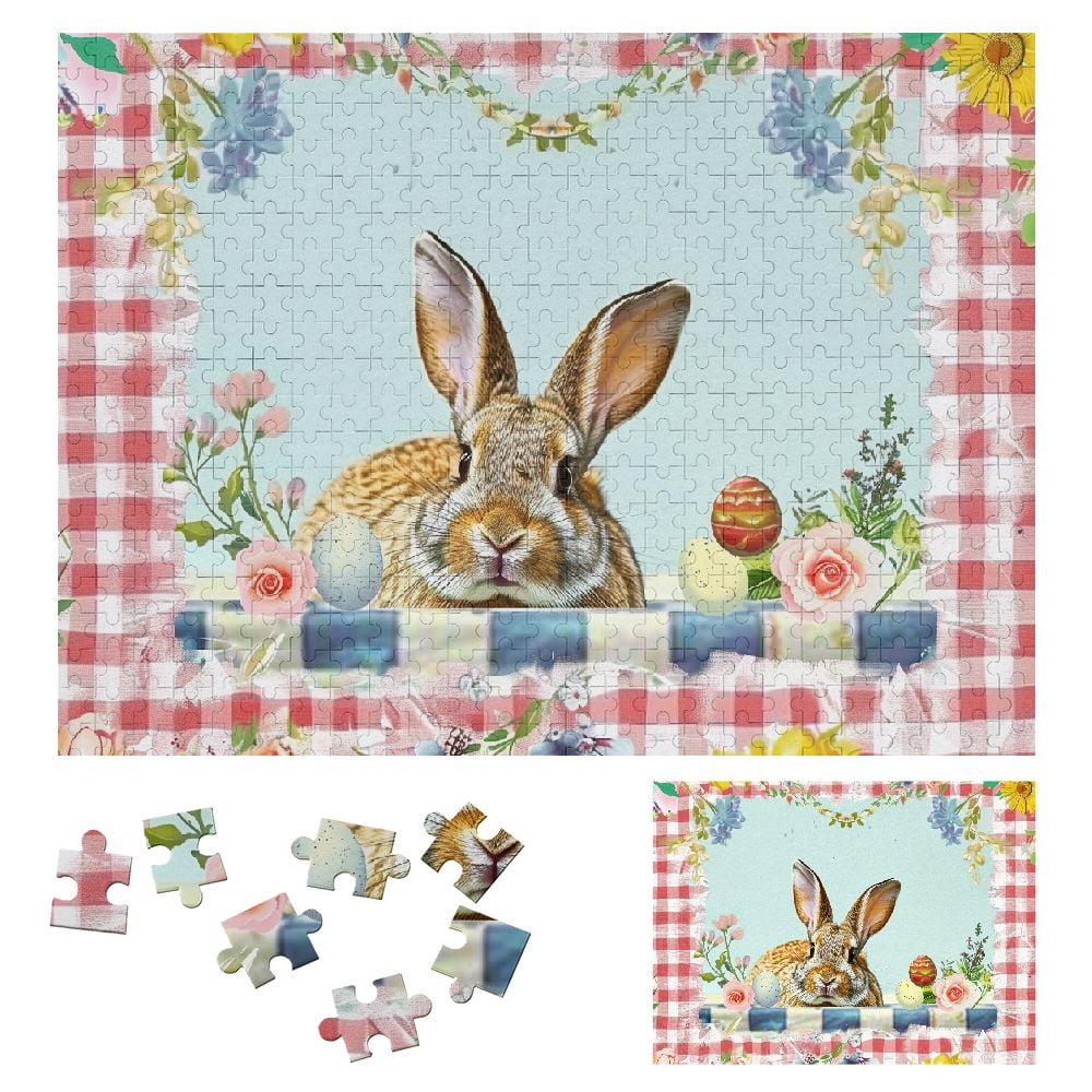 WYYP Rabbit Floral Frame Flowers Wooden Jigsaw Puzzles for Adults ...