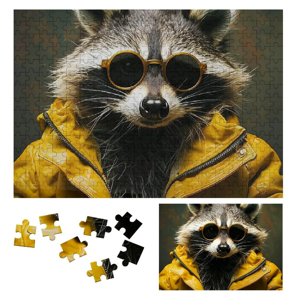 WYYP Raccoon Sunglasses Art Wooden Jigsaw Puzzle for Adults and Kids ...