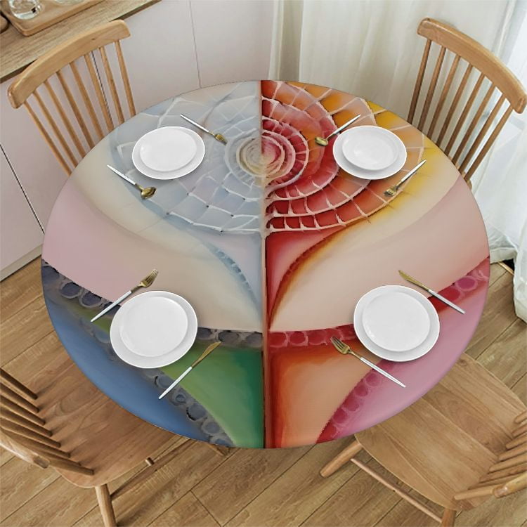 WYYP Rainbow Circles Abstract Round Tablecloth for Picnic Dining ...